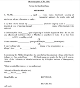 Gap Certificate: Application,Documents, Sample and Format